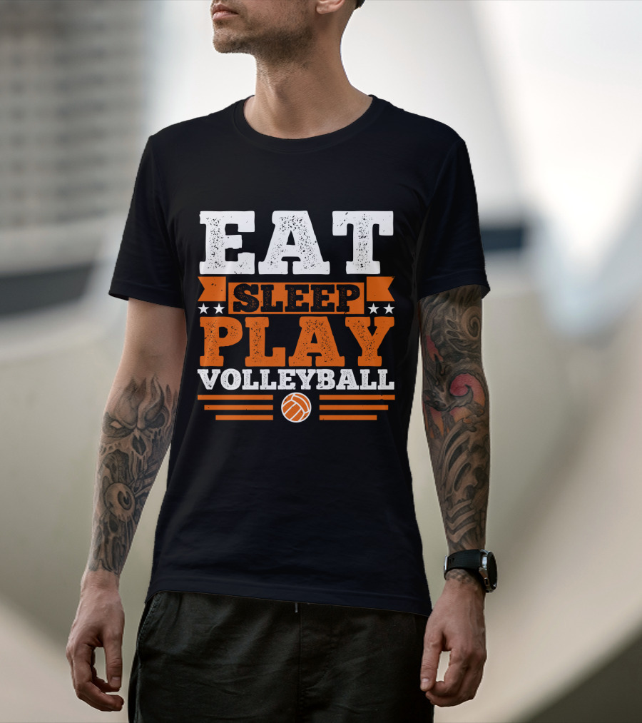EAT SLEEP PLAY VOLLEYBALL Stars And Volleyball T-Shirt