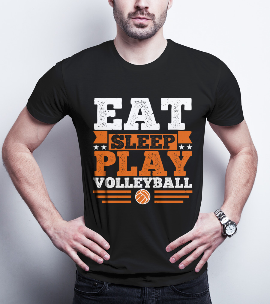 EAT SLEEP PLAY VOLLEYBALL Stars And Volleyball T-Shirt