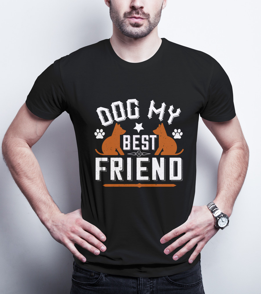 Dog My Best Friend Paw Prints Stars T-Shirt
