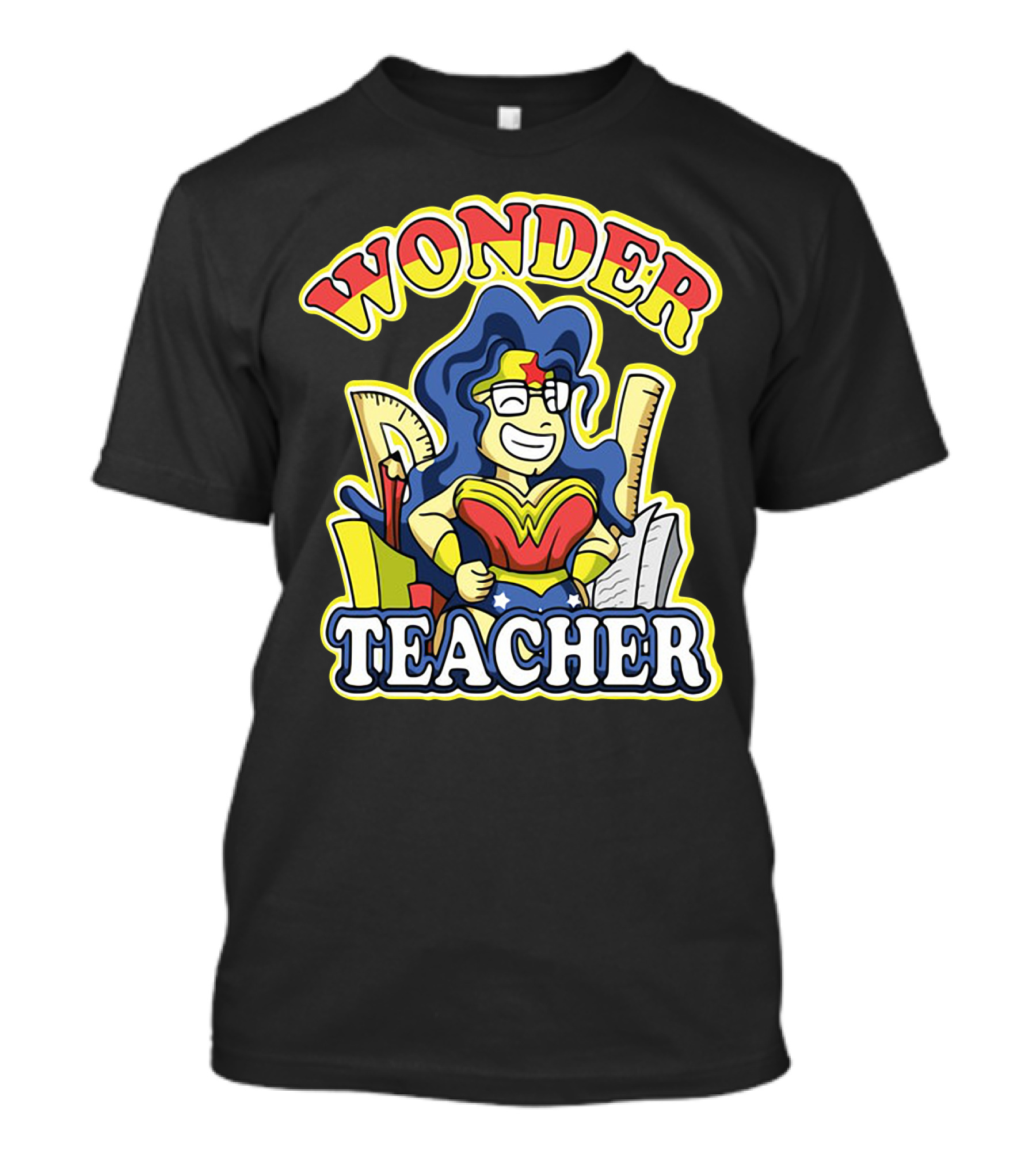 Wonder Teacher Superhero Parody With Classroom Tools T-Shirt