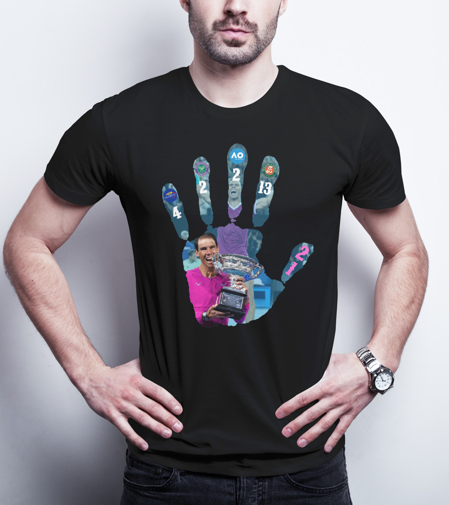 Nadal Champion 21 Hand Grand Slam Titles Victory T-Shirt