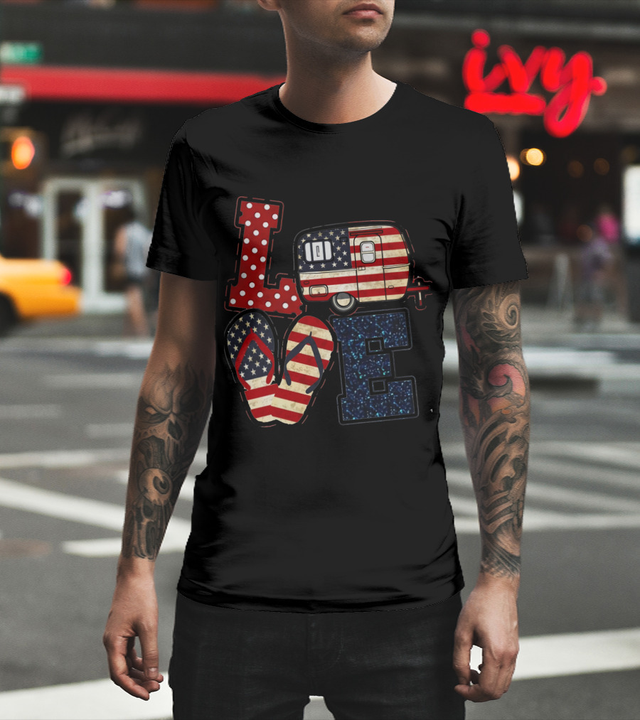 Love Bigfoot Camping USA Camper T-Shirt