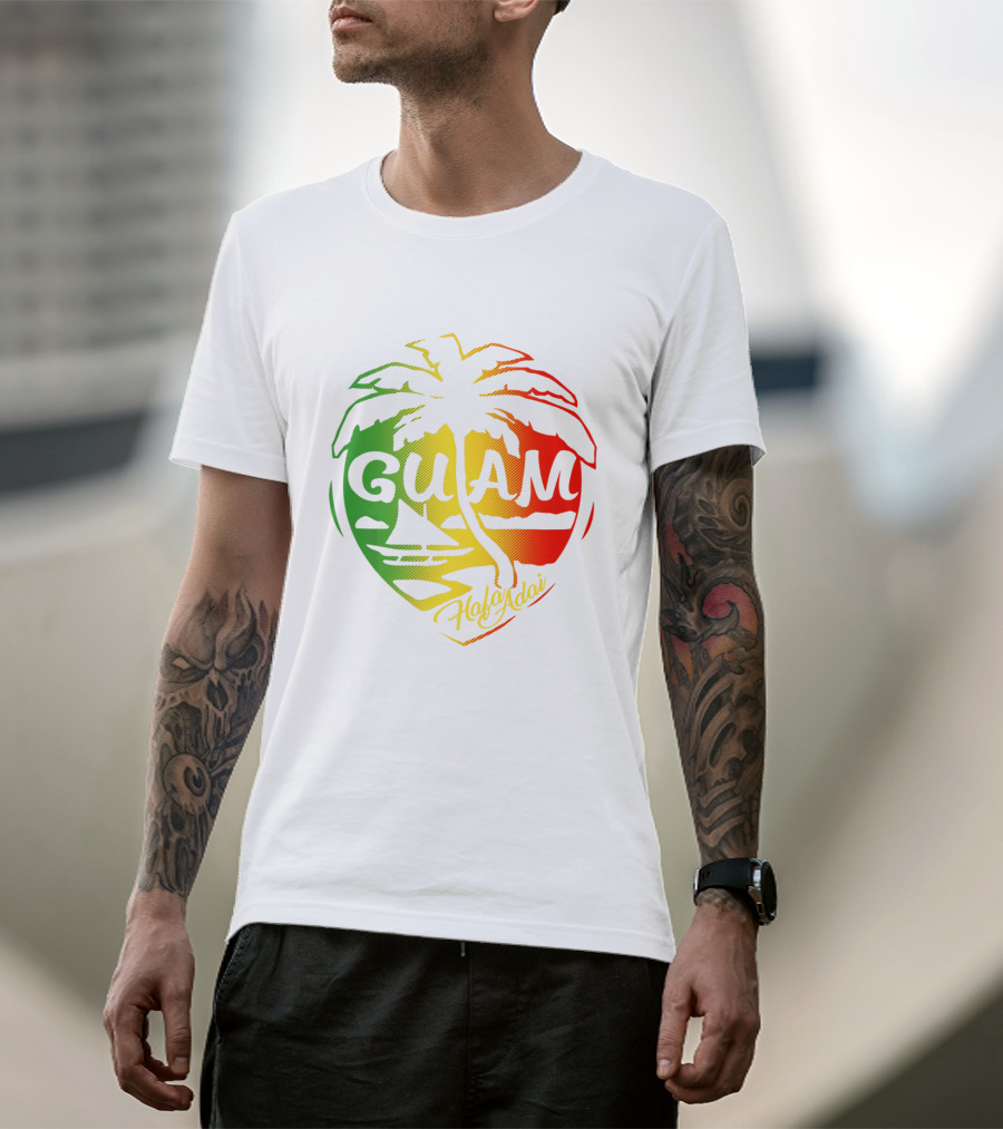 Guam Flag Islanders Pride Guamanian Chamorro History Hafa Adai Palm Tree Iconic T-Shirt