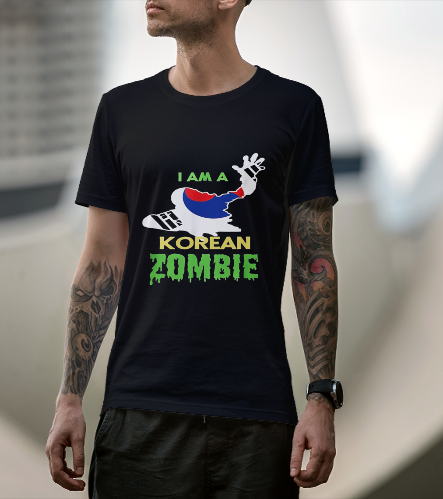 I Am A Korean Zombie Halloween Korean Flag Casual T-Shirt