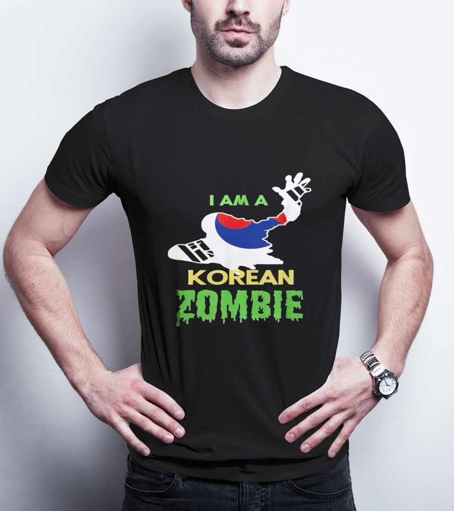 I Am A Korean Zombie Halloween Korean Flag Casual T-Shirt