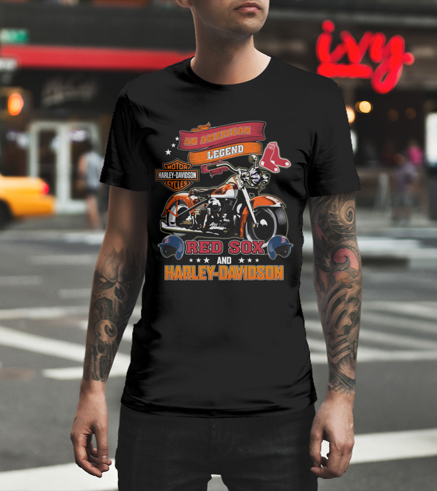 An American Legend Boston Red Sox Harley Davidson Motor Cycles T-Shirt