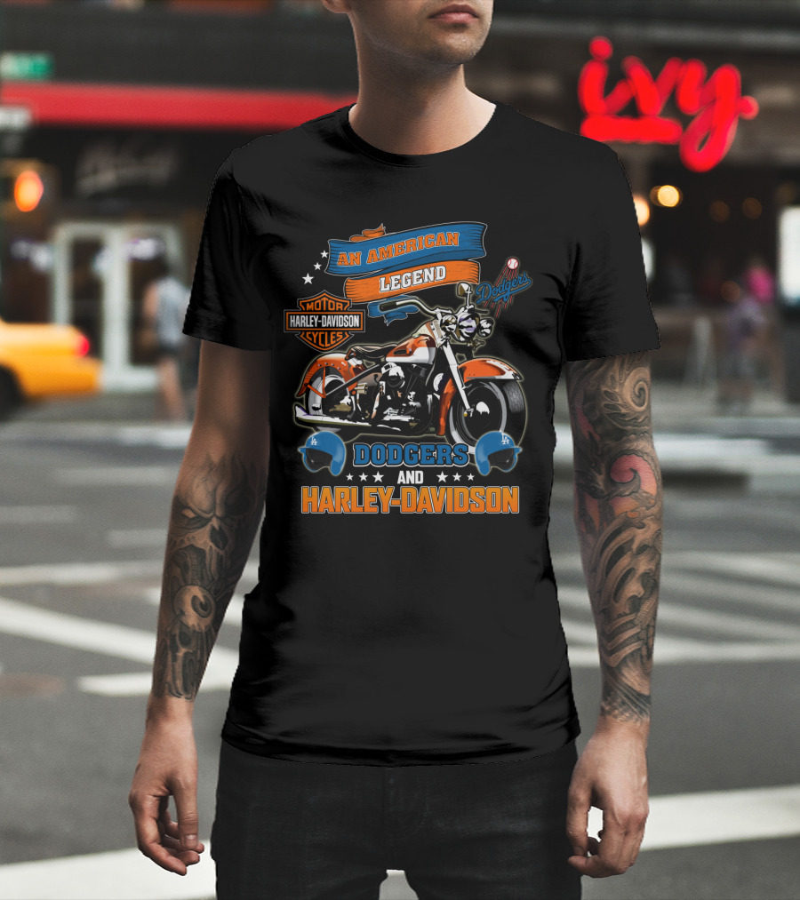 An American Legend Dodgers And Harley Davidson T-Shirt