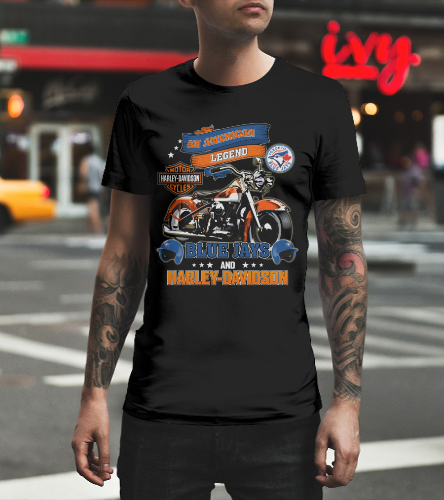 An American Legend Toronto Blue Jays Harley Davidson Cycles T-Shirt