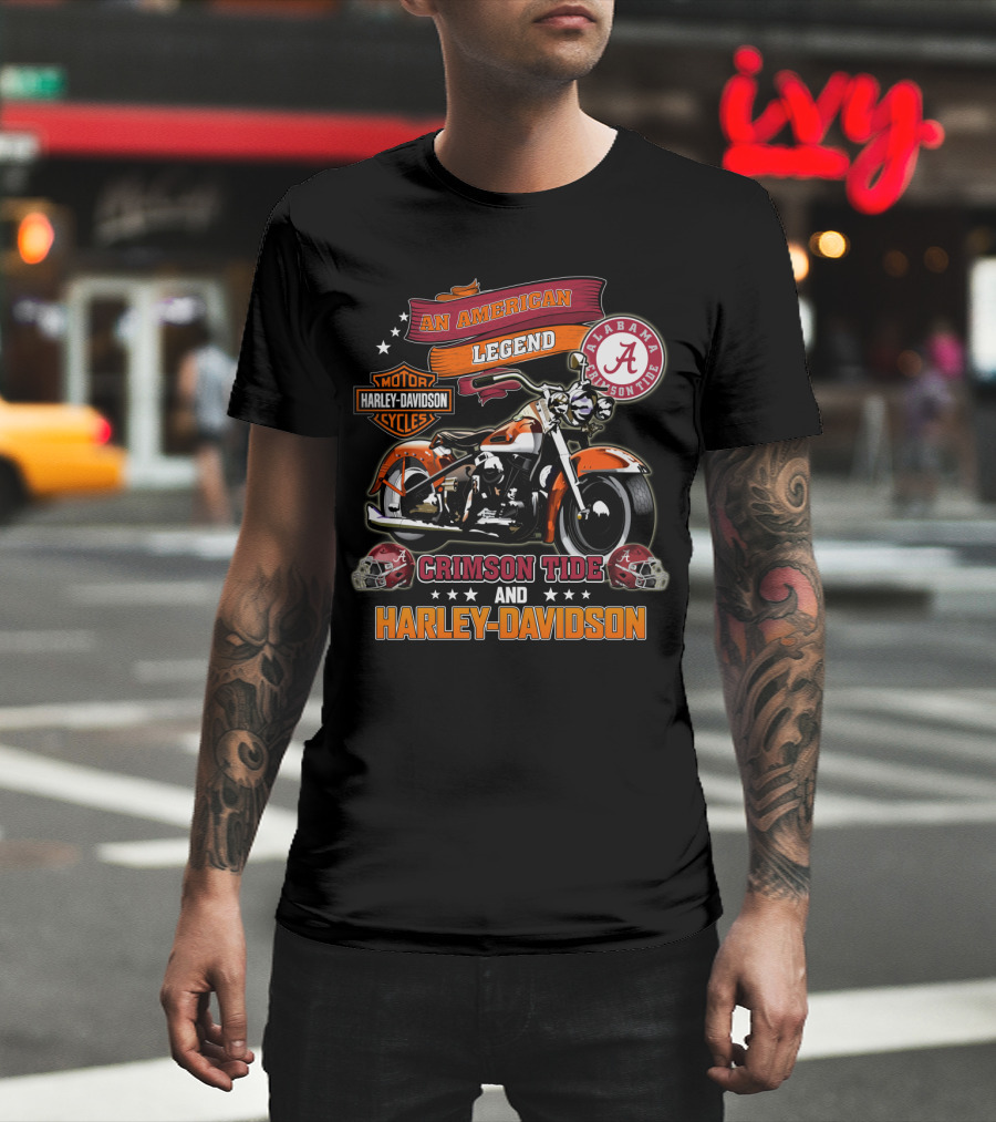 An American Legend Alabama Crimson Tide Harley Davidson Motorcycles T-Shirt