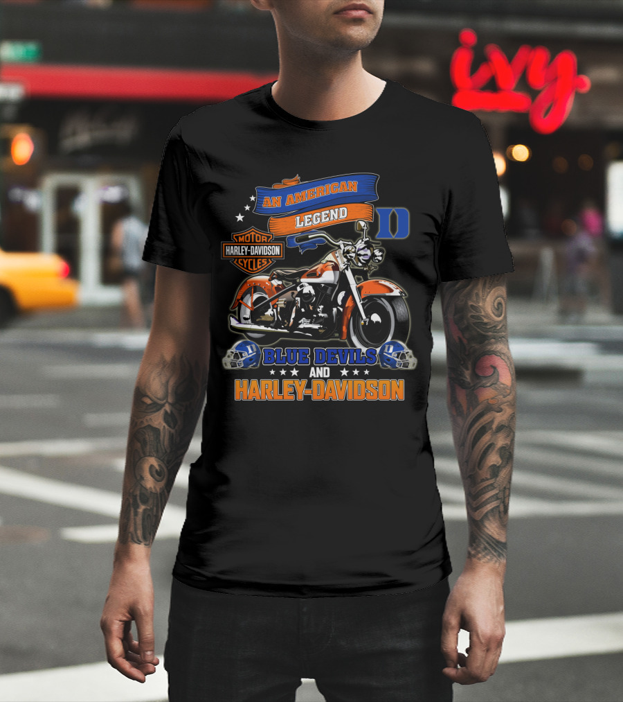 An American Legend Duke Blue Devils And Harley Davidson Motorcycles T-Shirt