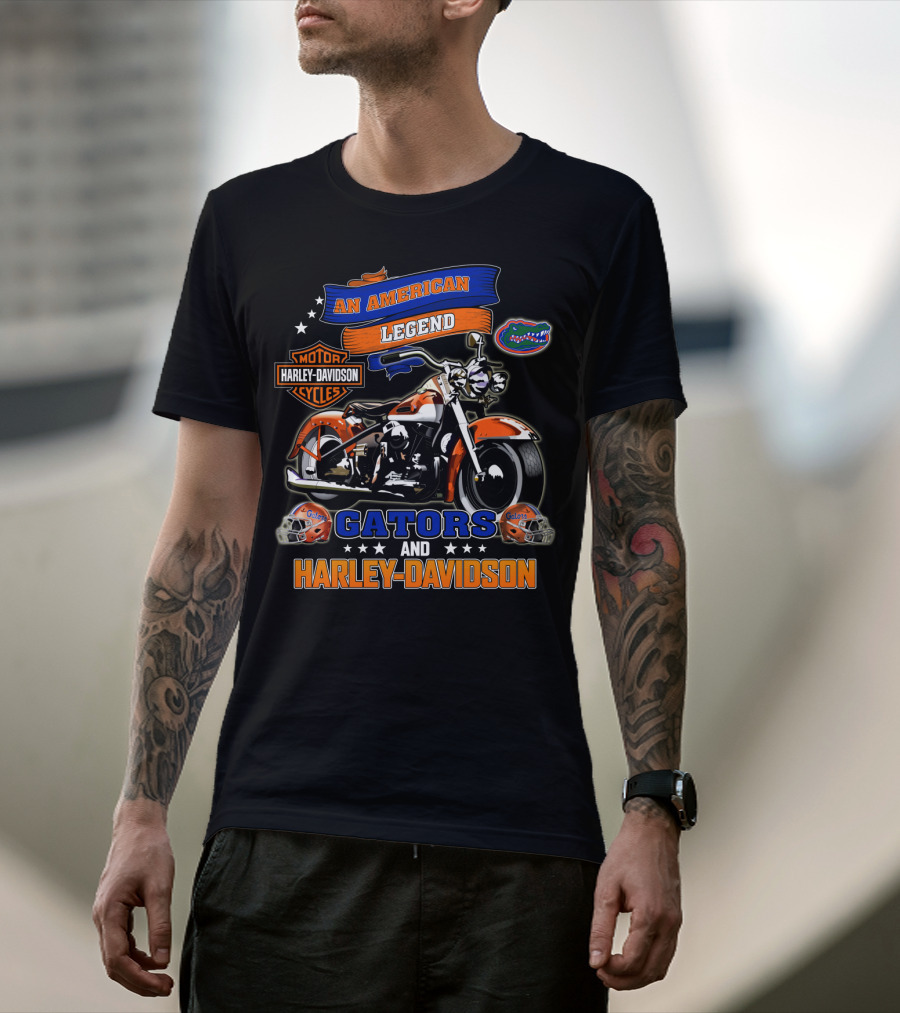 An American Legend Gators And Harley Davidson T-Shirt