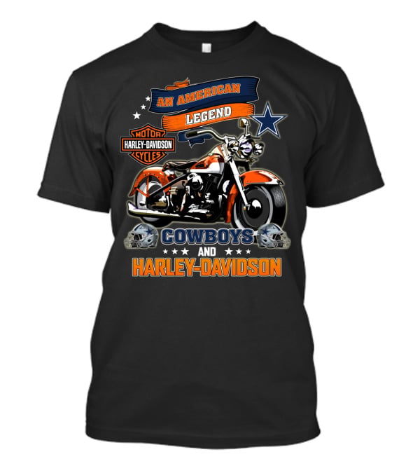 An American Legend Cowboys Harley Davidson Nfl Motor Cycles T-Shirt