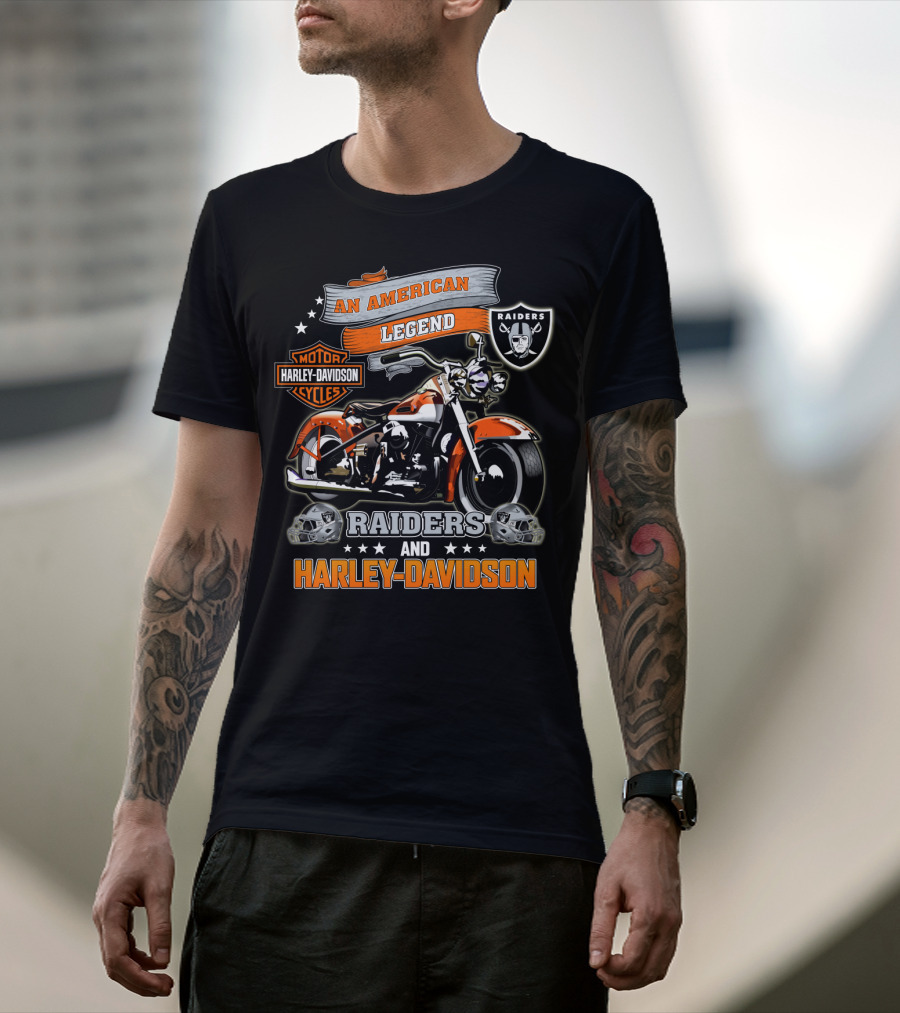 An American Legend Raiders And Harley Davidson T-Shirt
