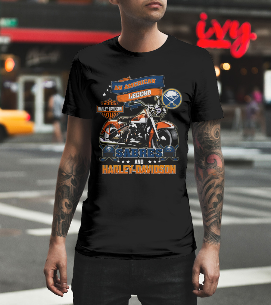An American Legend Sabres And Harley Davidson T-Shirt