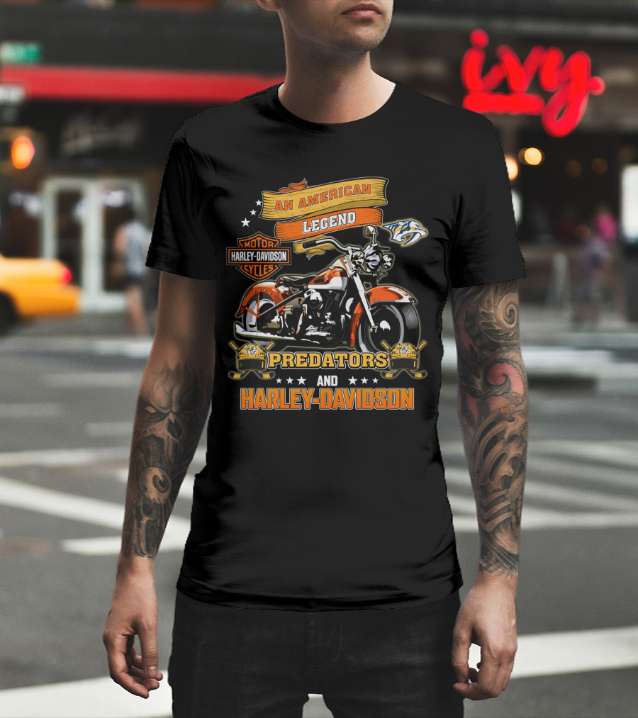 Nashville Predators And Harley Davidson An American Legend Motor Cycles T-Shirt