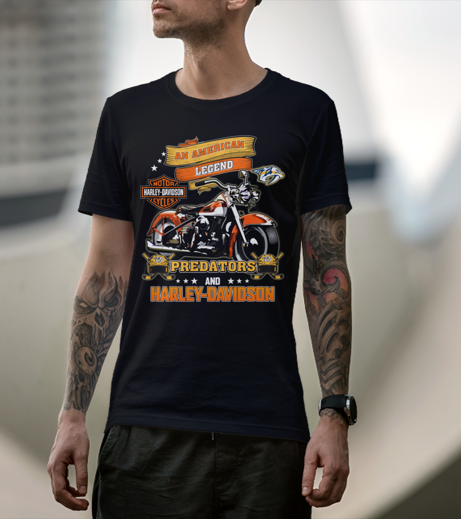 Nashville Predators And Harley Davidson An American Legend Motor Cycles T-Shirt