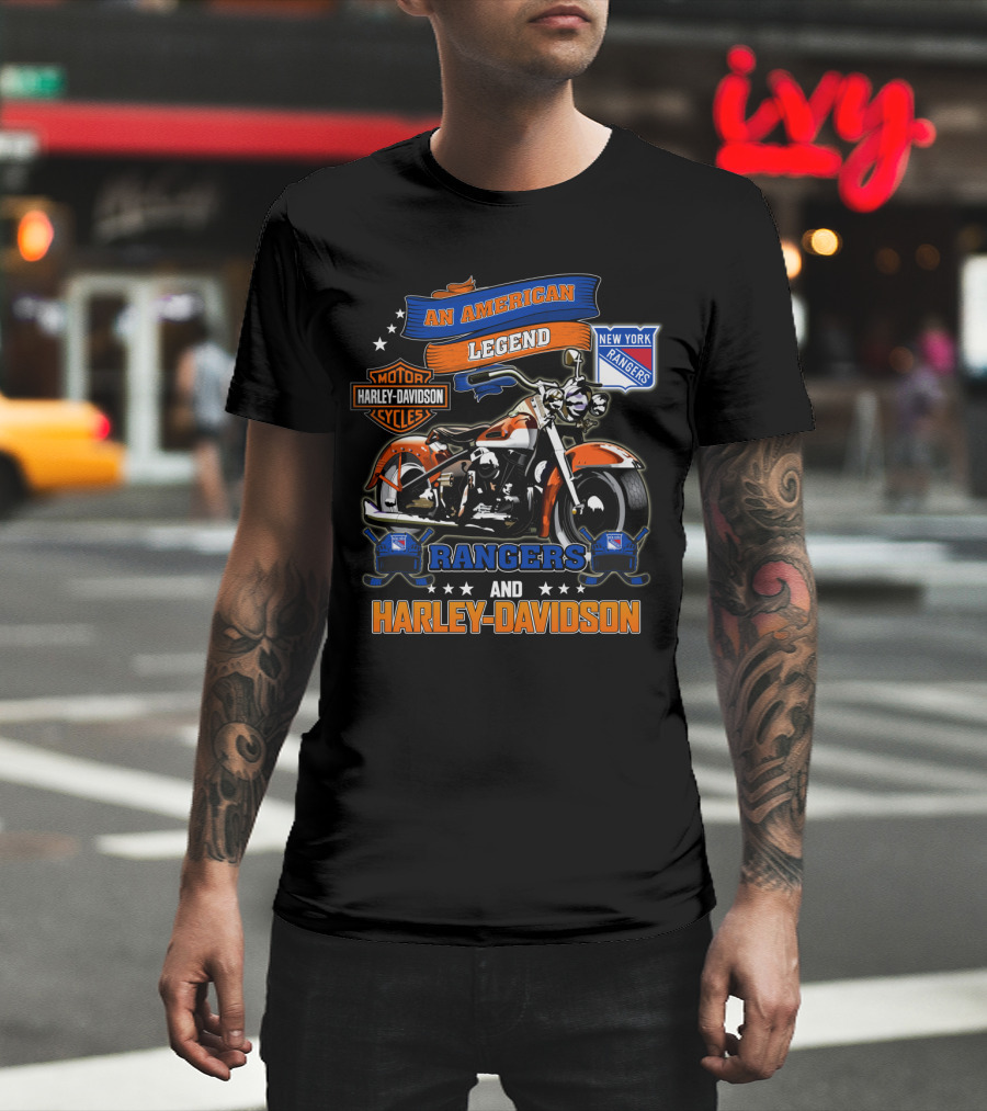 An American Legend New York Rangers Harley Davidson Cycles T-Shirt