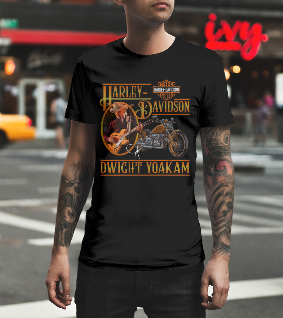 Harley Davidson Dwight Yoakam Motor Cycles Vintage Guitar T-Shirt