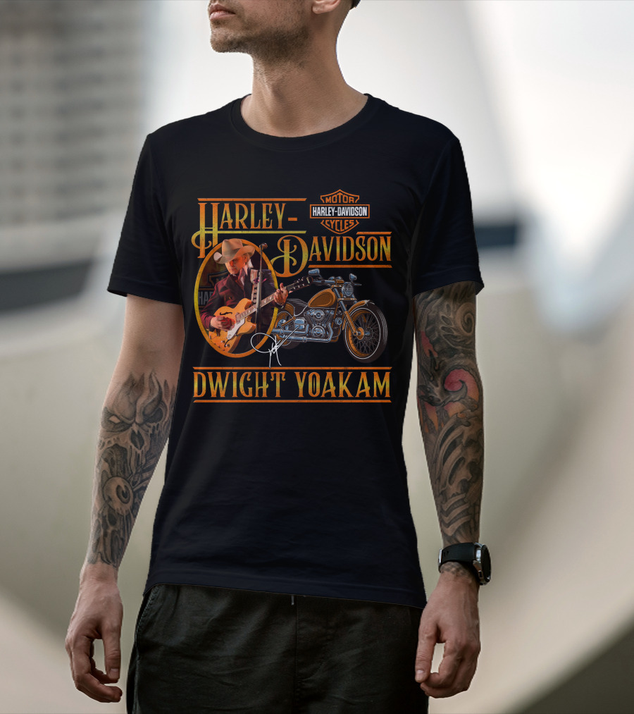 Harley Davidson Dwight Yoakam Motor Cycles Vintage Guitar T-Shirt