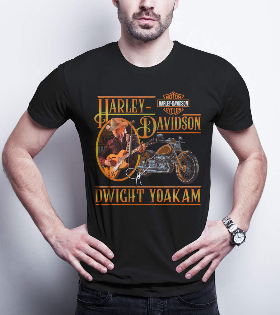 Harley Davidson Dwight Yoakam Motor Cycles Vintage Guitar T-Shirt