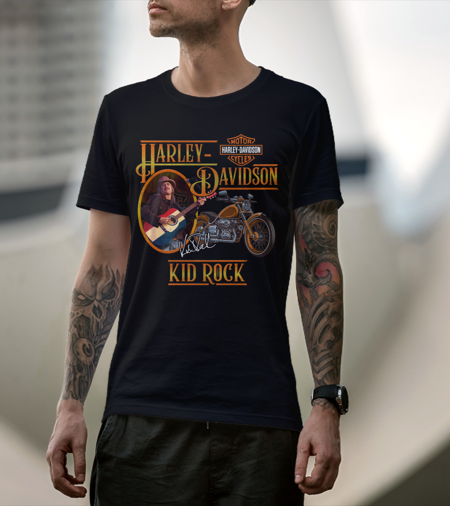 Harley Davidson Motor Cycles Kid Rock Guitar Signature T-Shirt