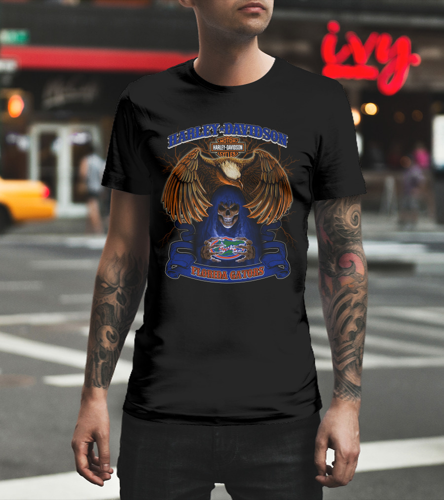 Harley Davidson Eagle Skull Florida Gators Ncaa T-Shirt