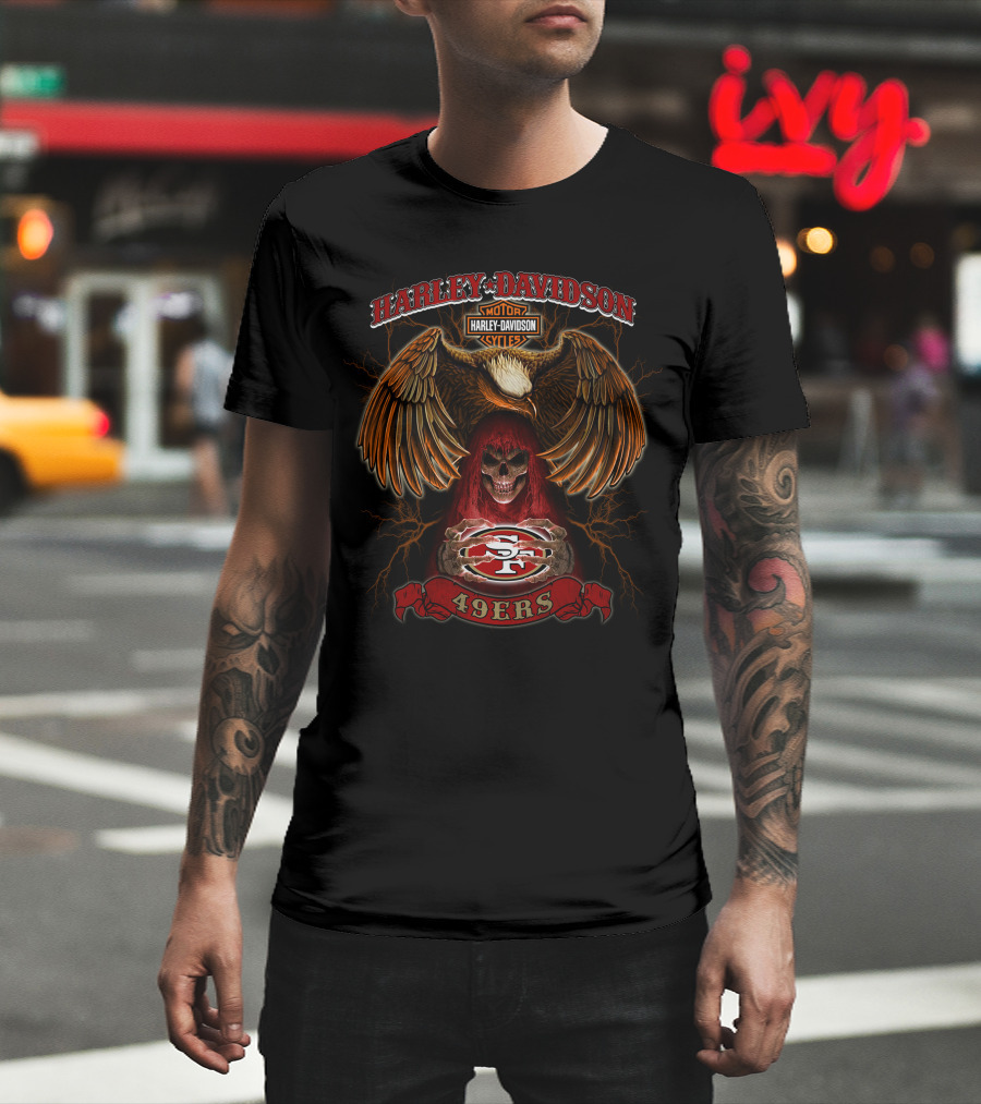 Harley Davidson Eagle Skull San Francisco 49ers Nfl Styles T-Shirt