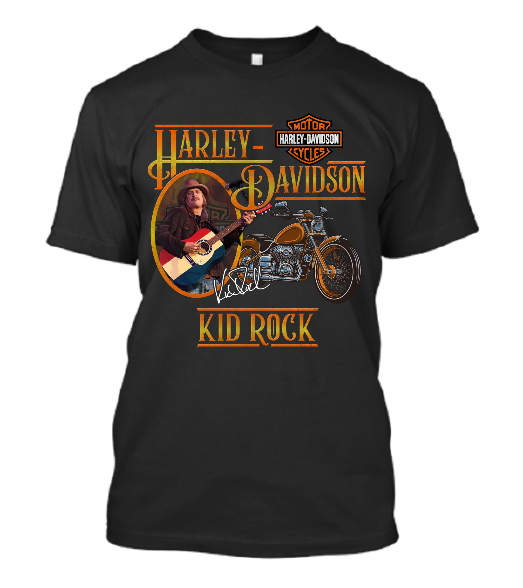 Harley Davidson Kid Rock Motorcycle Guitar T-Shirt
