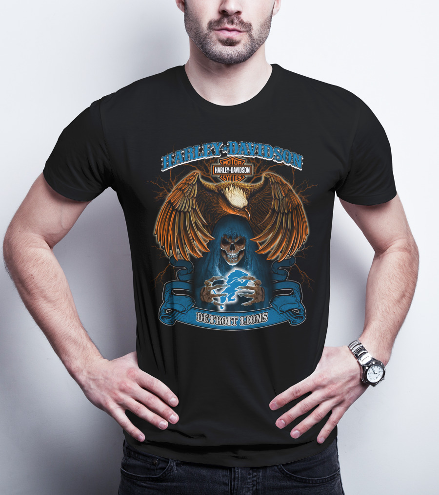Harley Davidson Motor Cycles Detroit Lions T-Shirt