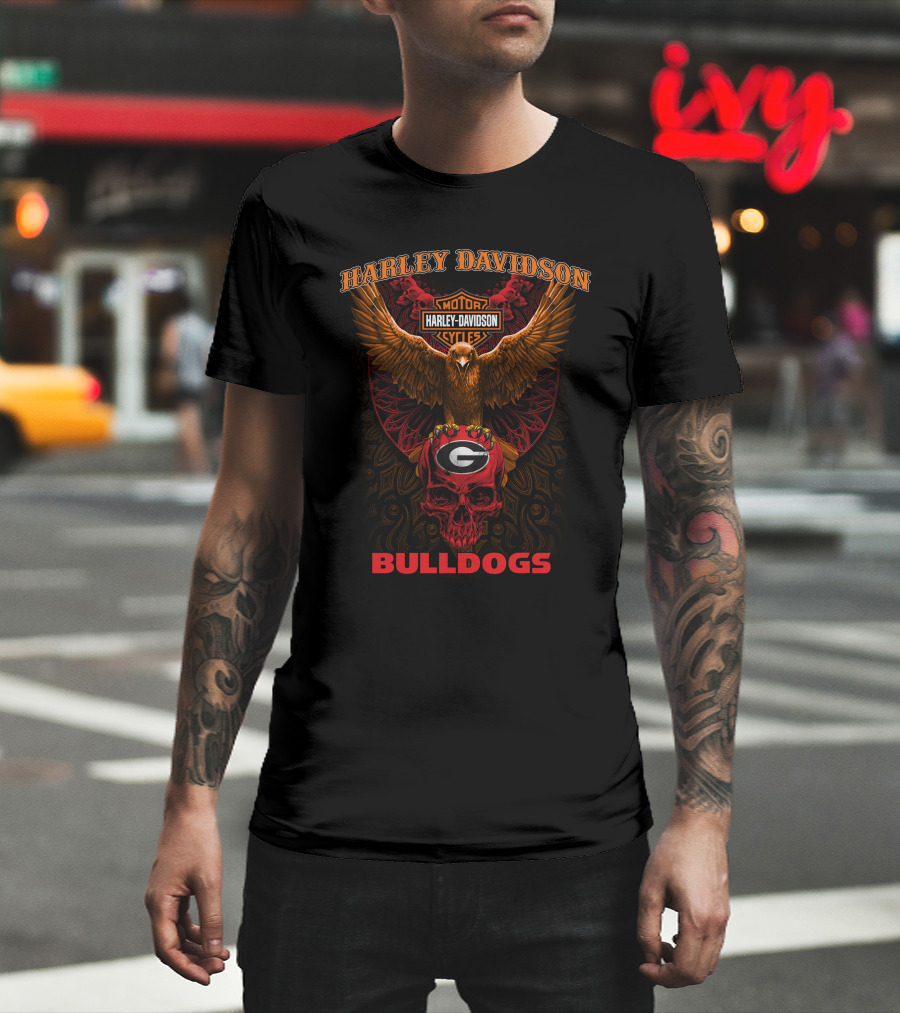 Harley Davidson Motor Cycles Georgia Bulldogs T-Shirt