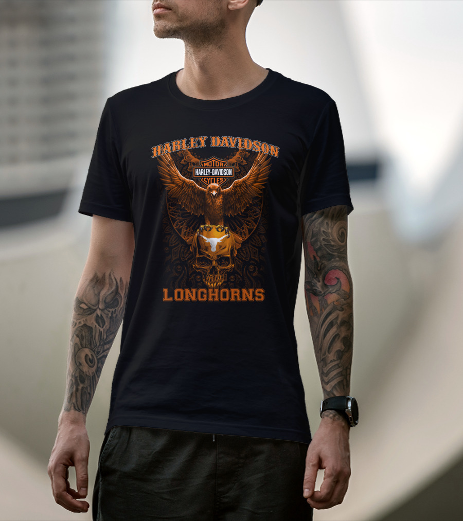 Harley Davidson Texas Longhorns Motorcycles T-Shirt