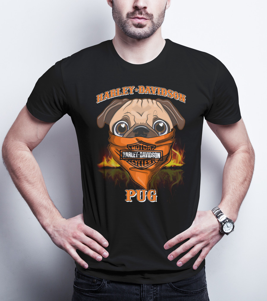 Harley Davidson Motor Cycles Pug T-Shirt