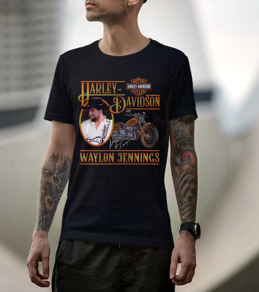 Waylon Jennings Harley Davidson Motor Cycles T-Shirt