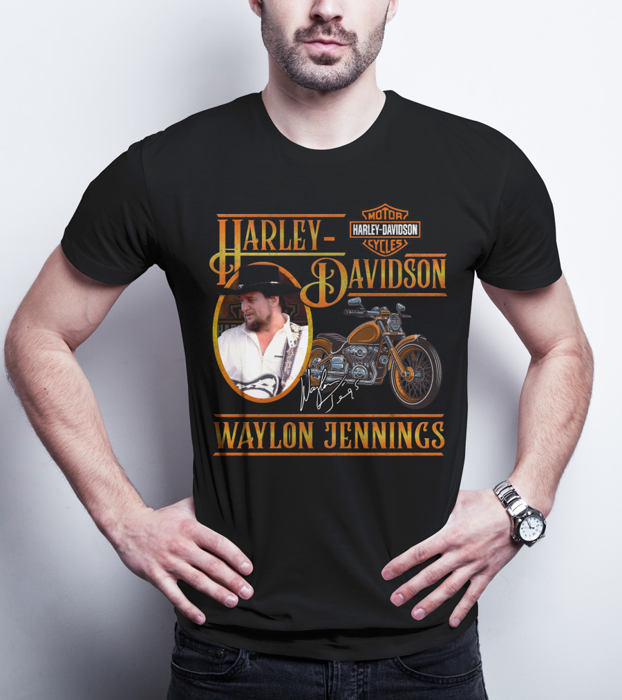 Waylon Jennings Harley Davidson Motor Cycles T-Shirt