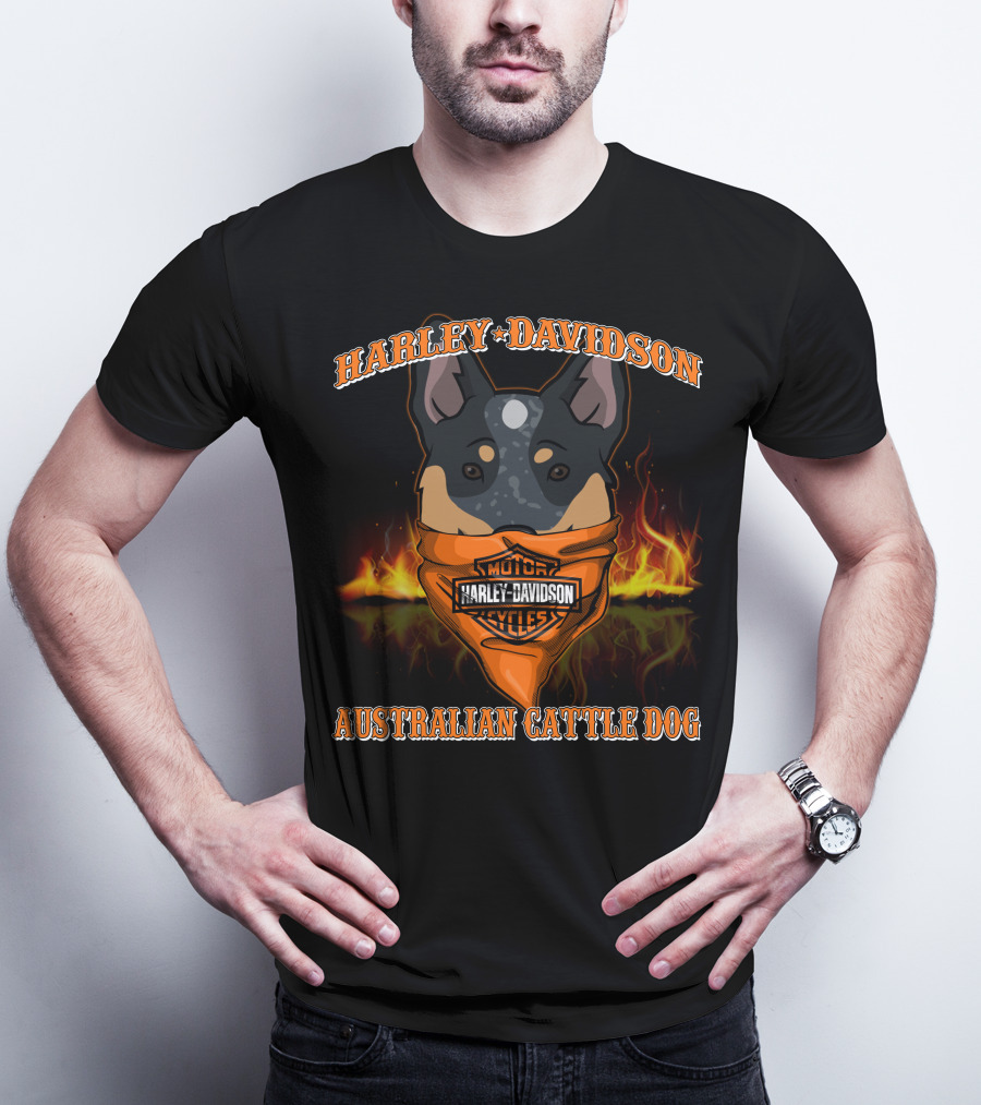 Harley Davidson Motorcycles Australian Cattle Dog T-Shirt