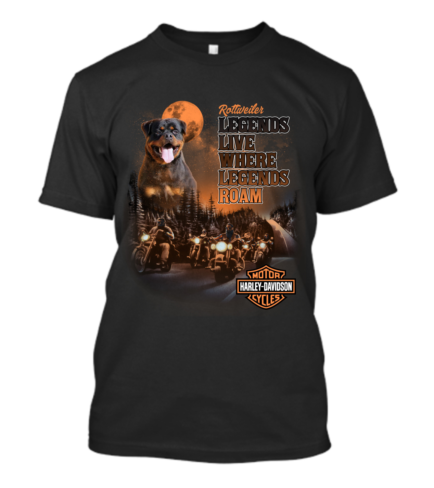 Rottweiler Legends Live Where Legends Roam Harley Davidson Cycles T-Shirt