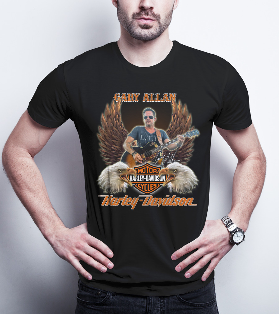 Gary Allan Harley Davidson Motor Cycles Vintage Eagles T-Shirt