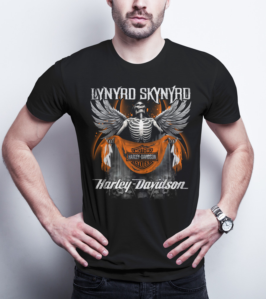 Lynyrd Skynyrd Harley Davidson Skeleton Wings Fusion T-Shirt