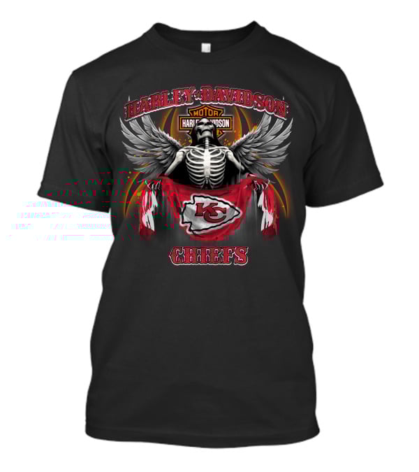 Harley Davidson Kansas City Chiefs Skeleton Wings T-Shirt
