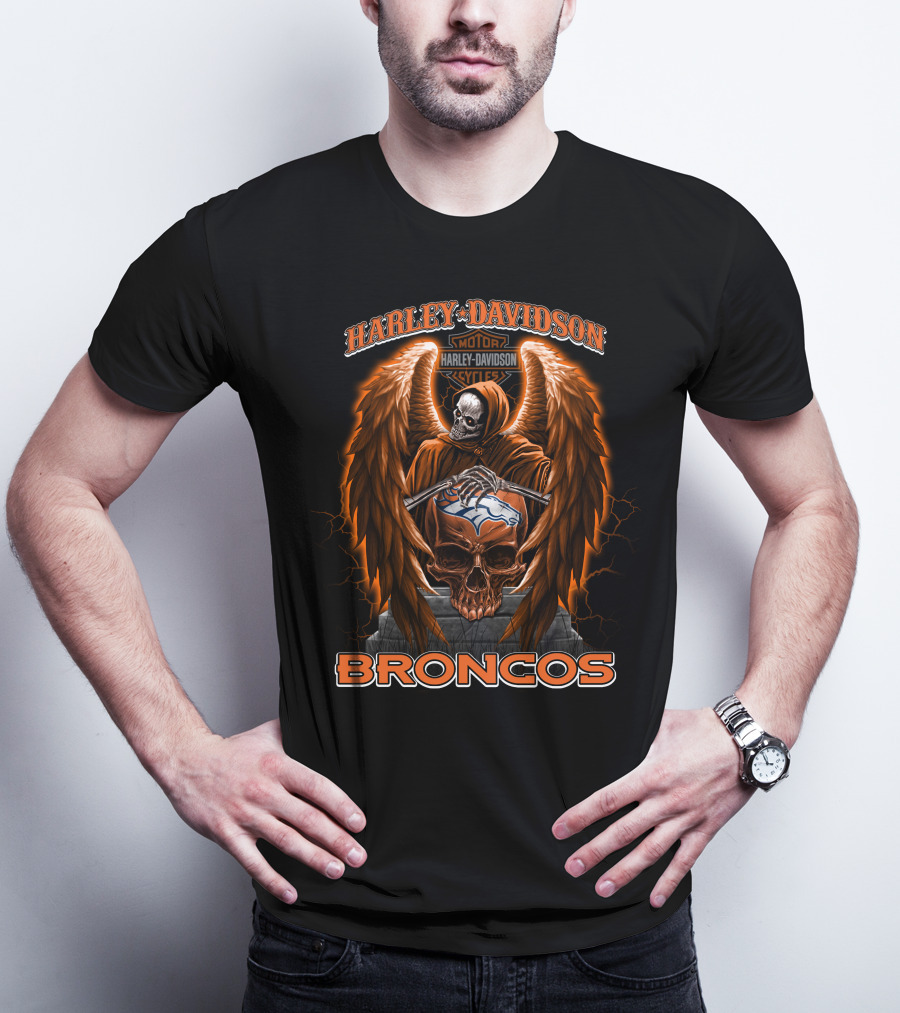 Harley Davidson Motorcycles Broncos Denver Nfl T-Shirt