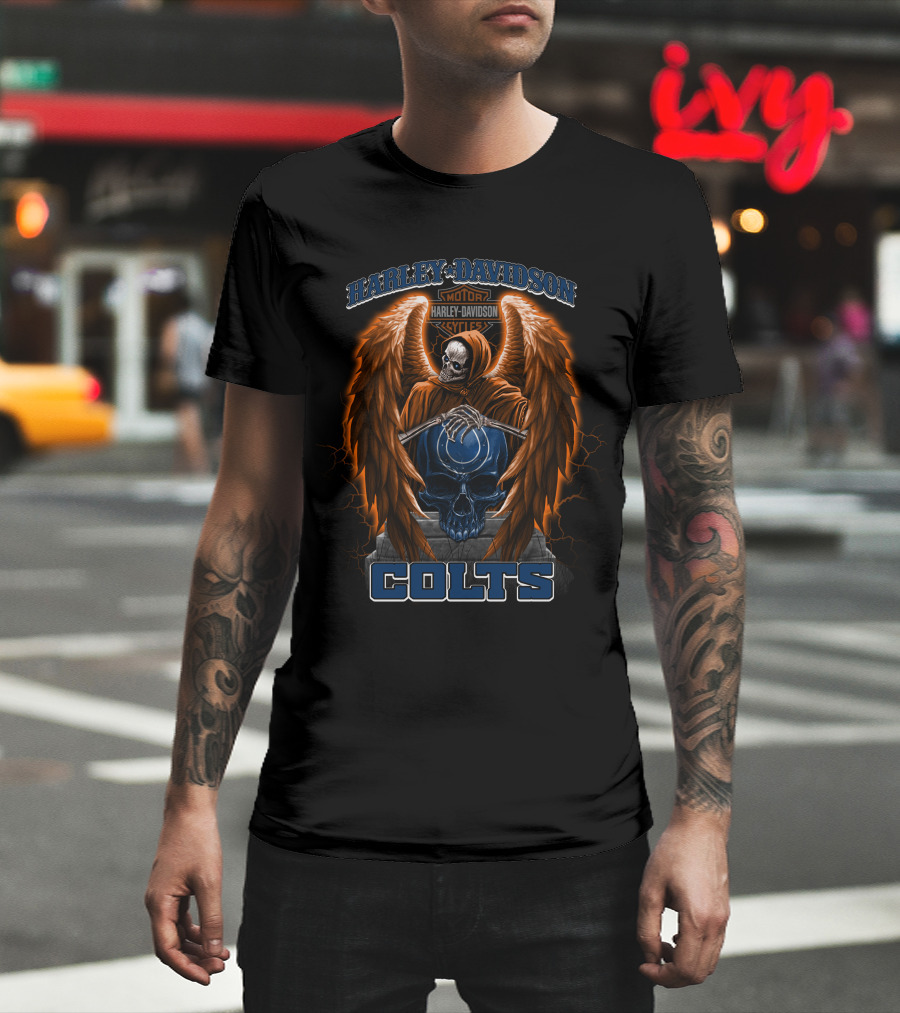 Harley Davidson Indianapolis Colts Nfl Grim Reaper Motorcycles T-Shirt