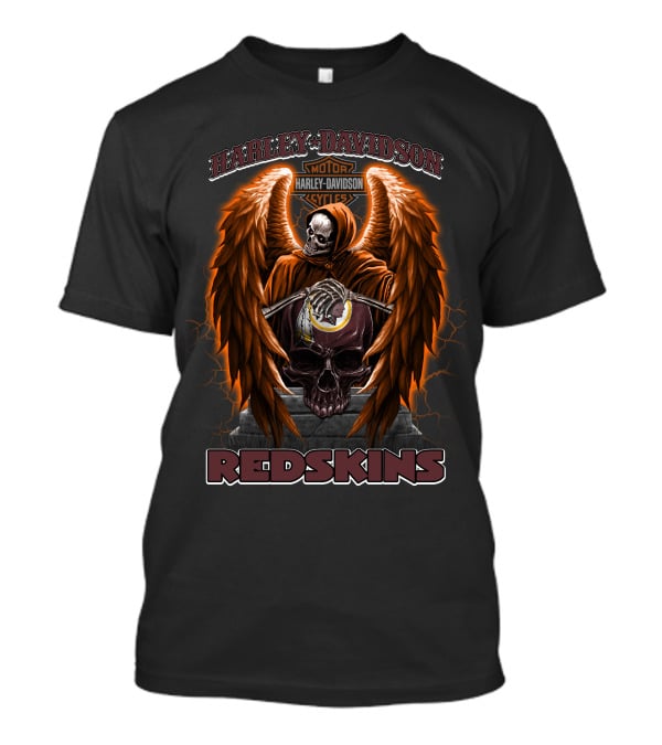 Harley Davidson Motorcycles Redskins Skeleton With Wings T-Shirt
