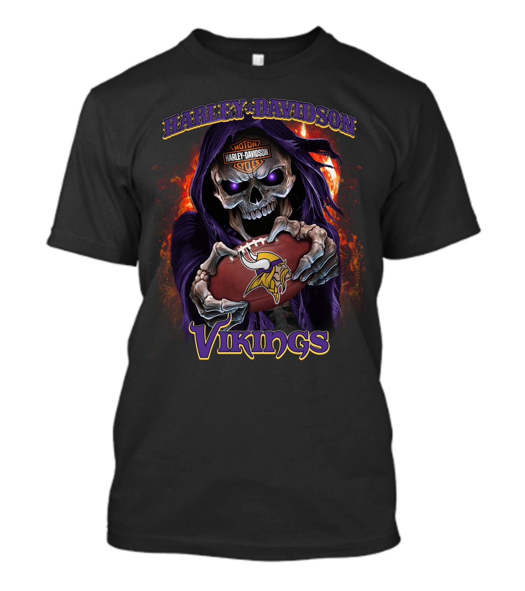 Harley Davidson Motor Skull Minnesota Vikings T-Shirt