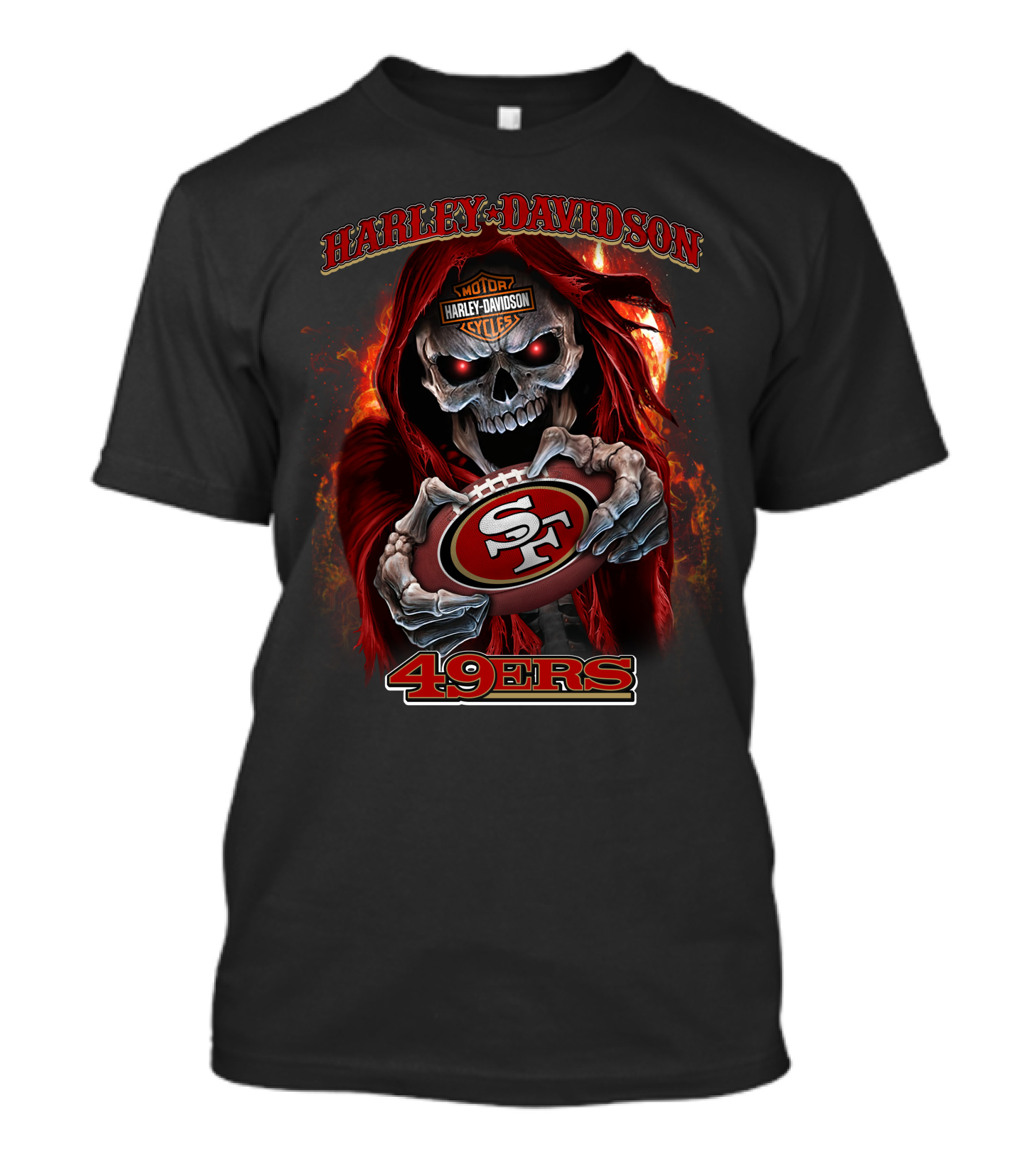 Harley Davidson 49ers Motor Cycles Skull T-Shirt