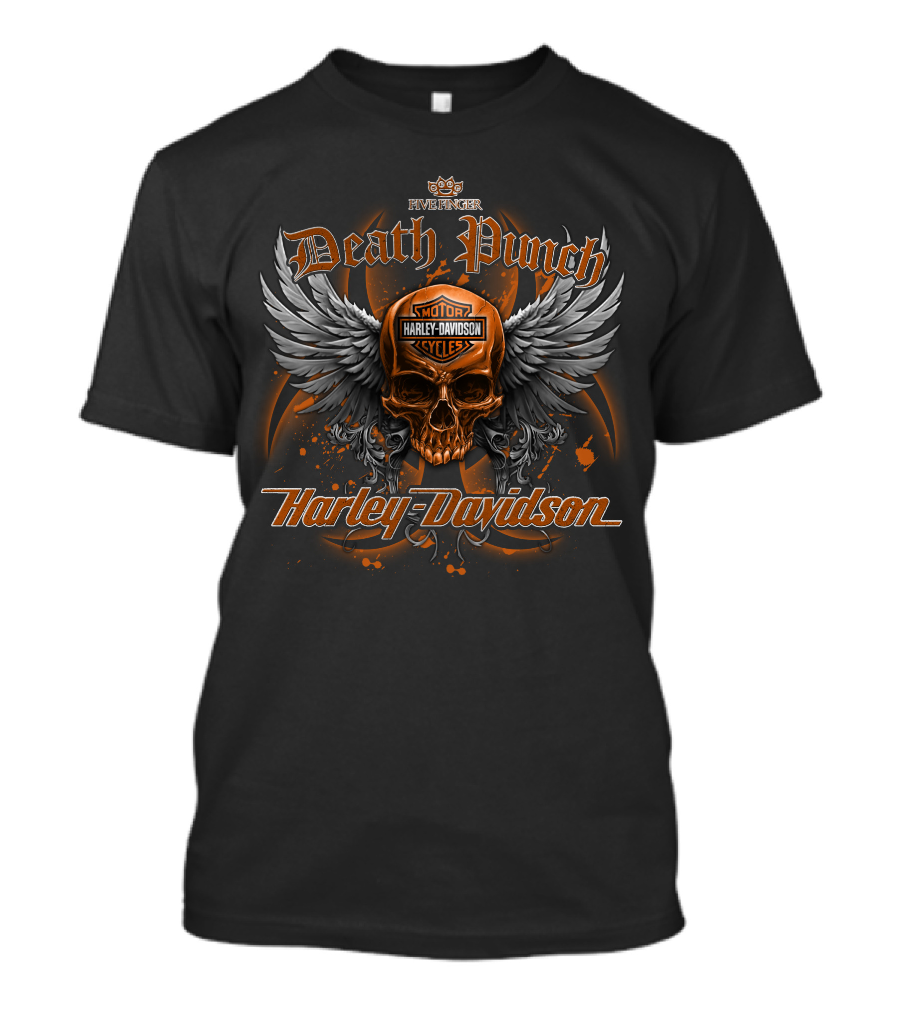 Five Finger Death Punch Harley Davidson Skull Wings Motorcycles T-Shirt