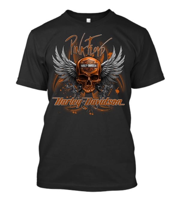 Pink Floyd Harley Davidson Motorcycles Skull Wings T-Shirt