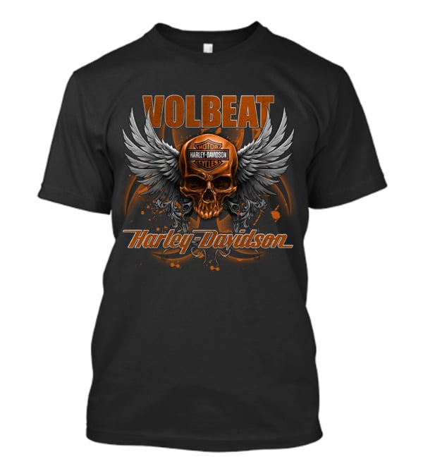 Volbeat Harley Davidson Motorcycles Skull Wings T-Shirt