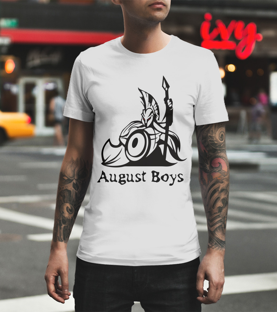 August Boys Warrior Spartan Shield Spear T-Shirt