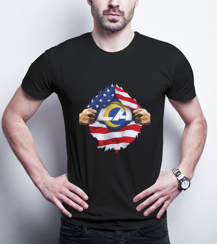 LA Rams American Flag Tear T-Shirt