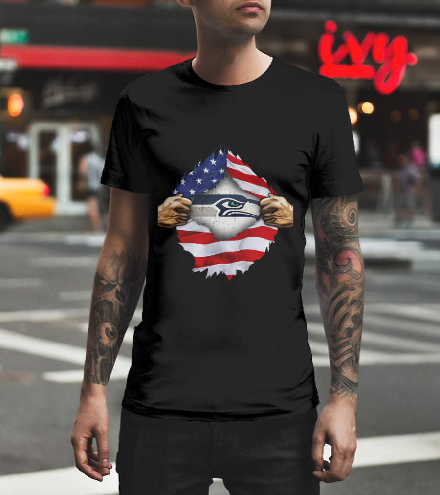 Seattle Seahawks American Flag Pride T-Shirt